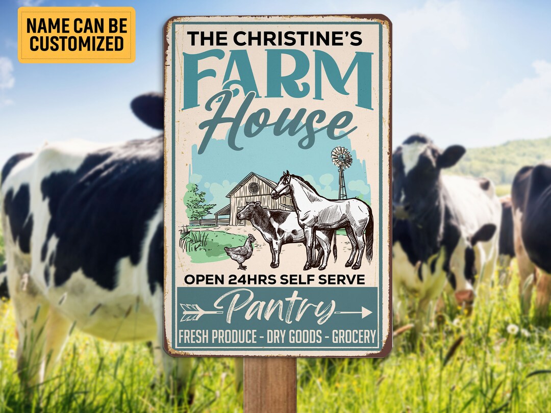 Personalized Farmhouse Pantry Metal Sign Vintage Farm Sign Pantry Sign ...