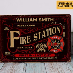 Personalized Fire Station Metal Sign Fire Department Tin Plaque ...