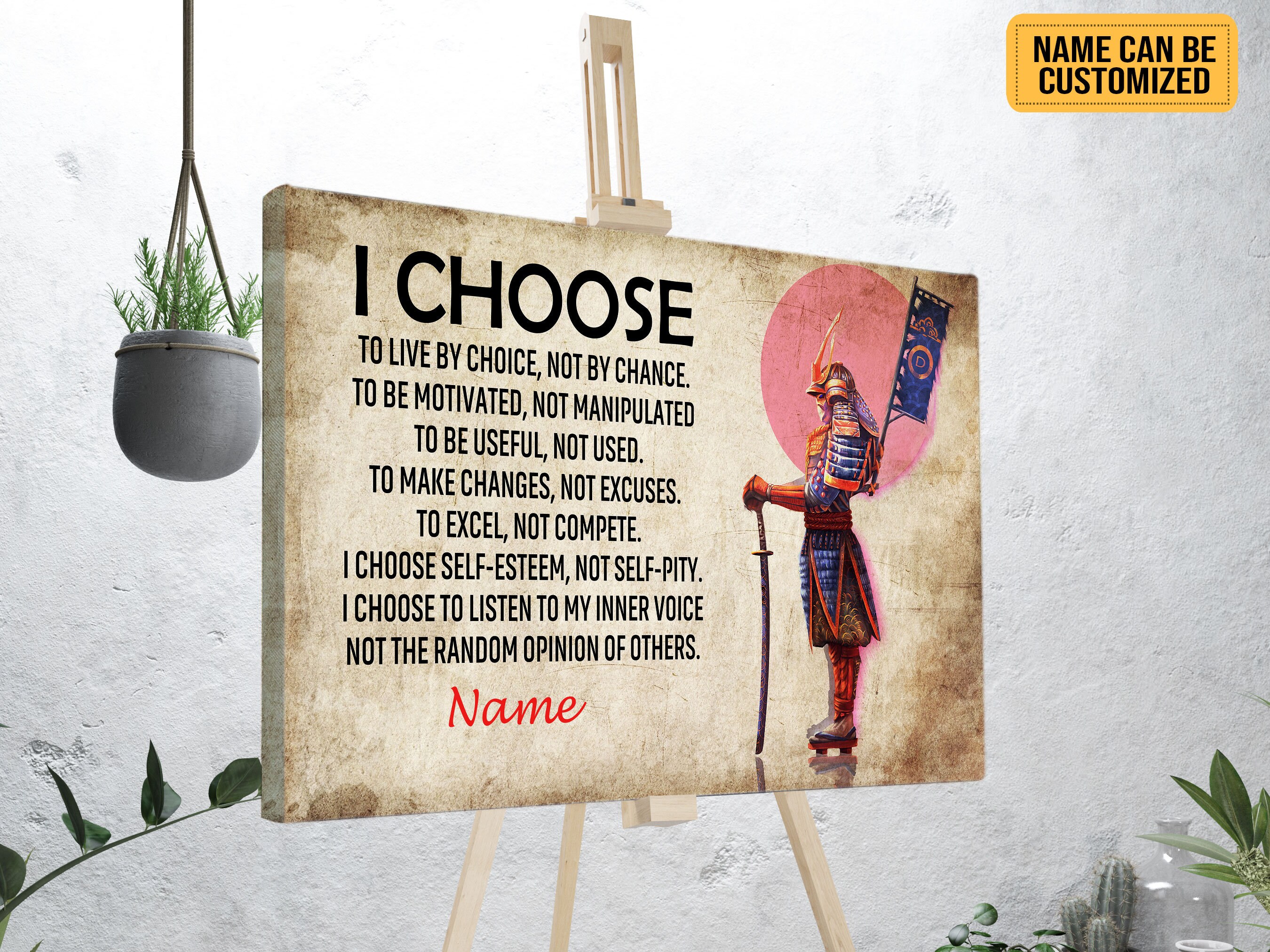 Custom Name I Choose Samurai Poster Canvas Print Vintage Japanese ...