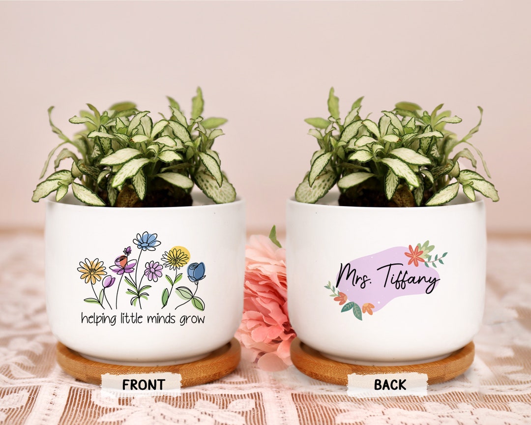Personalized Teacher Gift Helping Little Minds Grow Plant Pot Ceramic ...