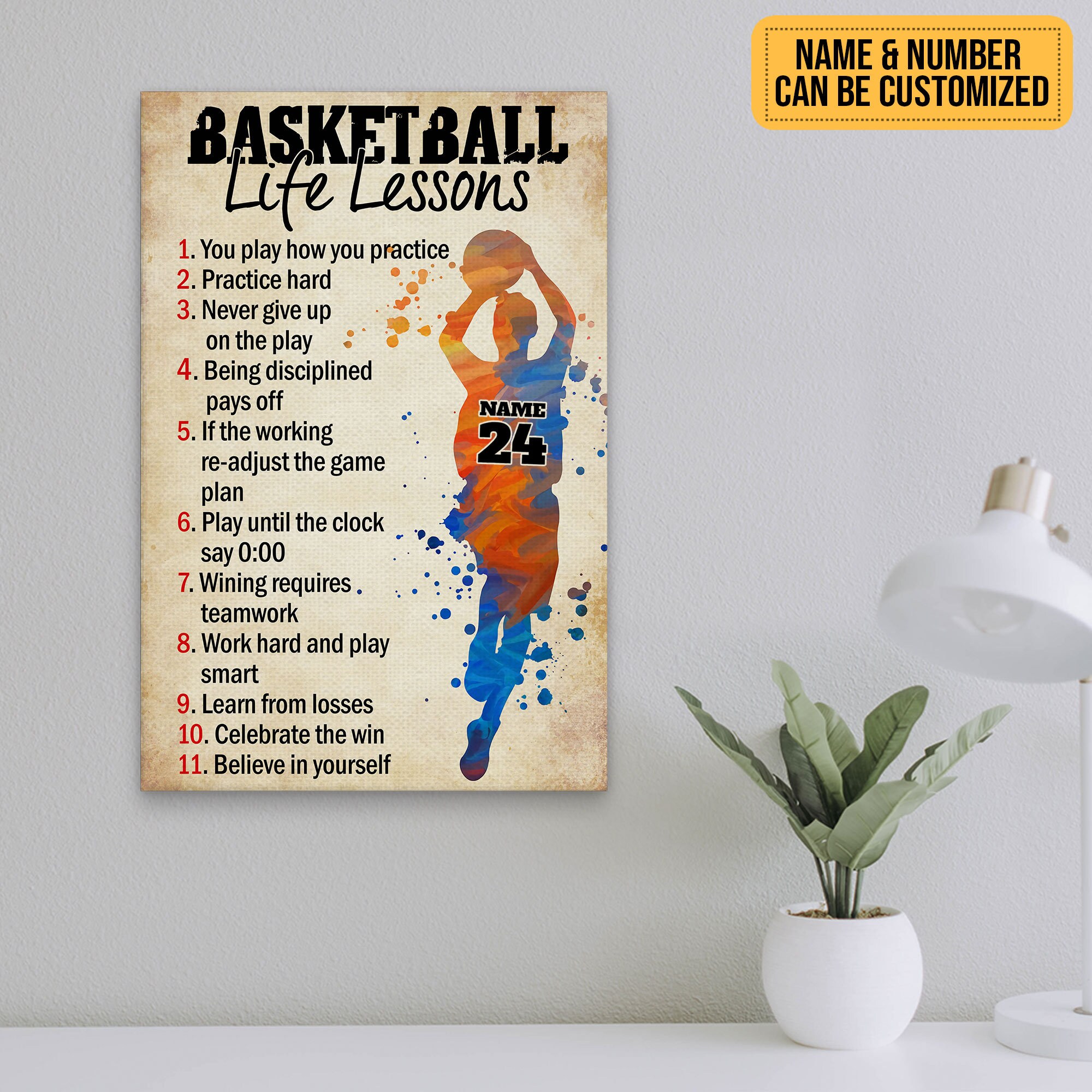 Personalized Basketball Life Lessons Poster Basketball Canvas Print ...