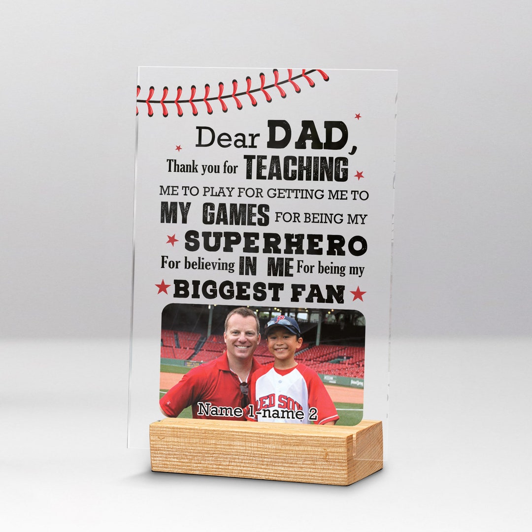 Custom Photo Thank You Dad Baseball Acrylic Plaque With Stand Gift for ...