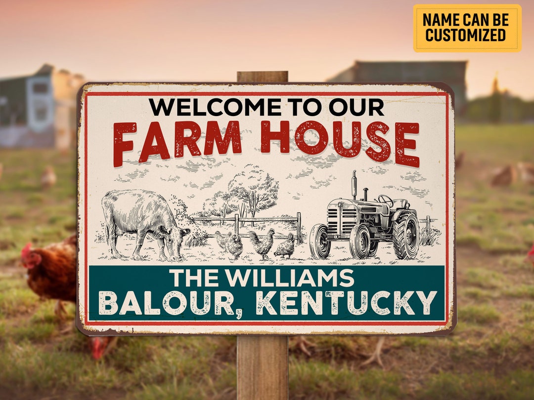 Personalized Farm House Metal Sign Welcome Farm Sign Custom Gift for ...