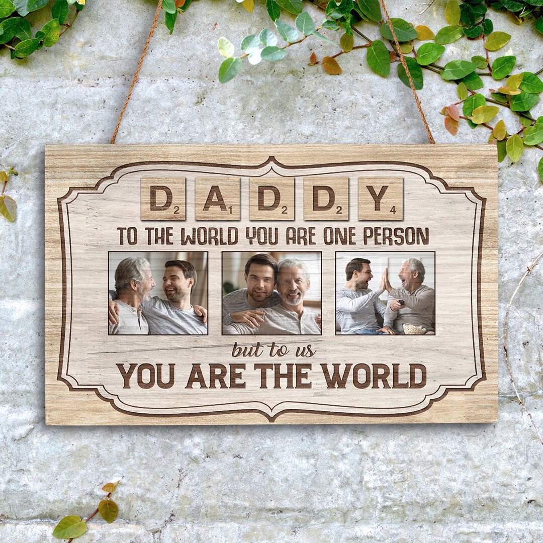 Custom Photo Daddy Wood Sign Personalized Wooden Board Plaque Father's ...