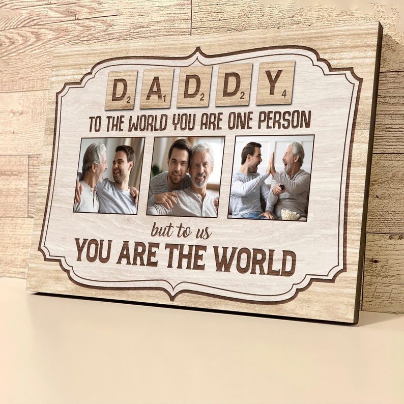 Custom Photo Daddy Wood Sign Personalized Wooden Board Plaque Father's ...