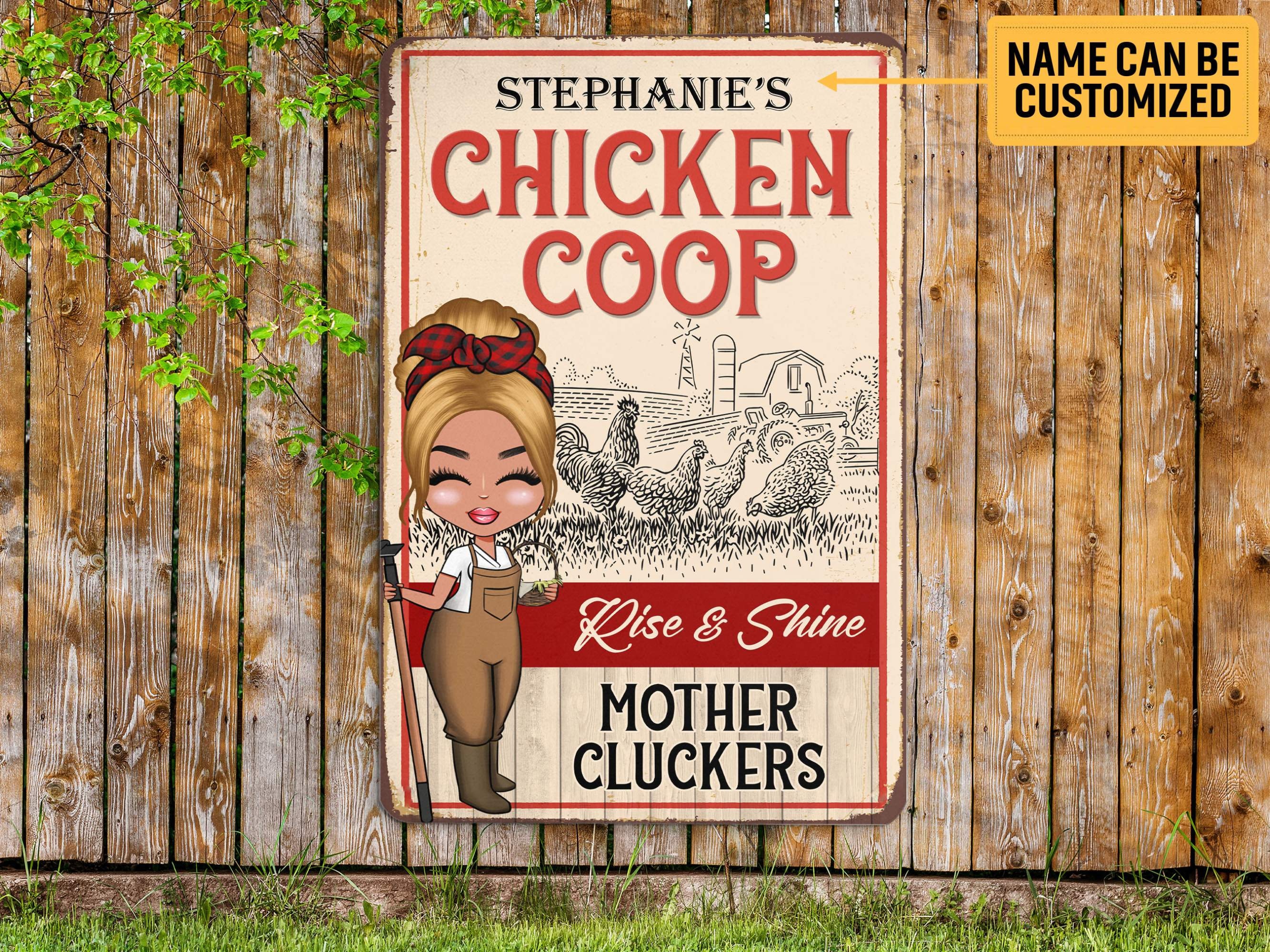 Personalized Chicken Coop Farm Sign, Mother Cluckers Farmhouse Metal ...