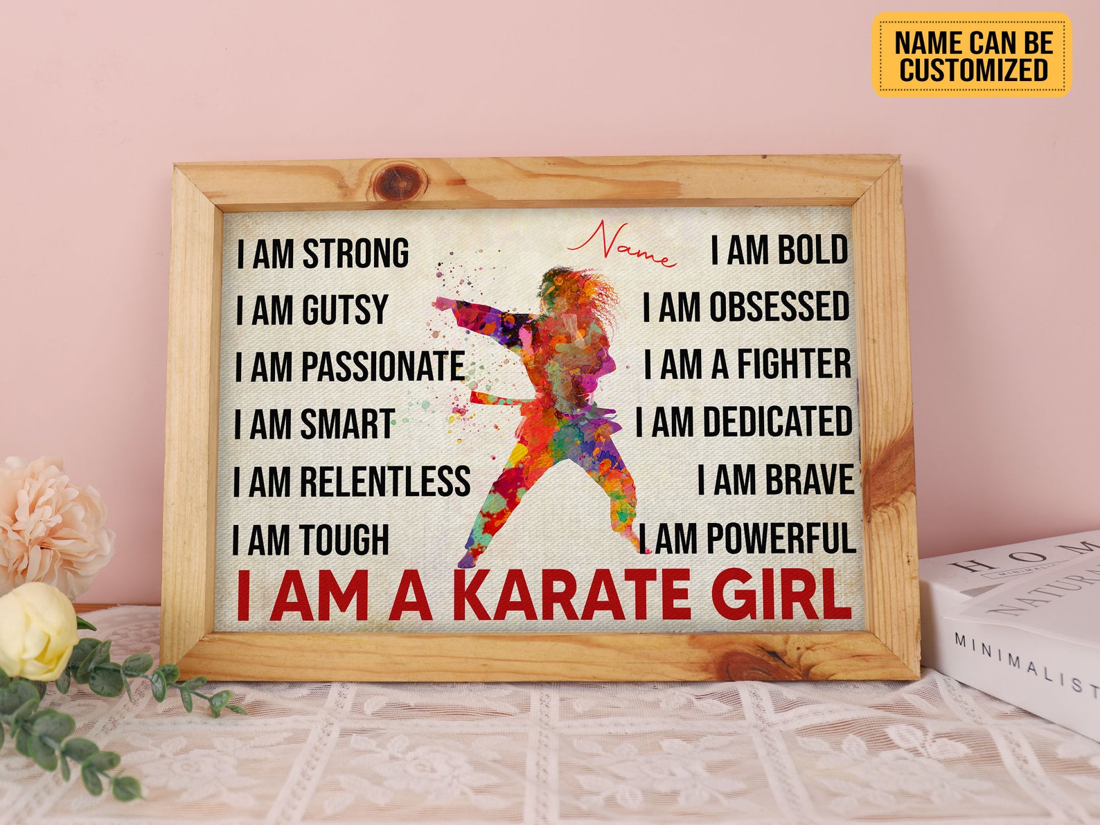 Custom Name Karate Girl Karate Poster Canvas Print Vintage Wall Art ...