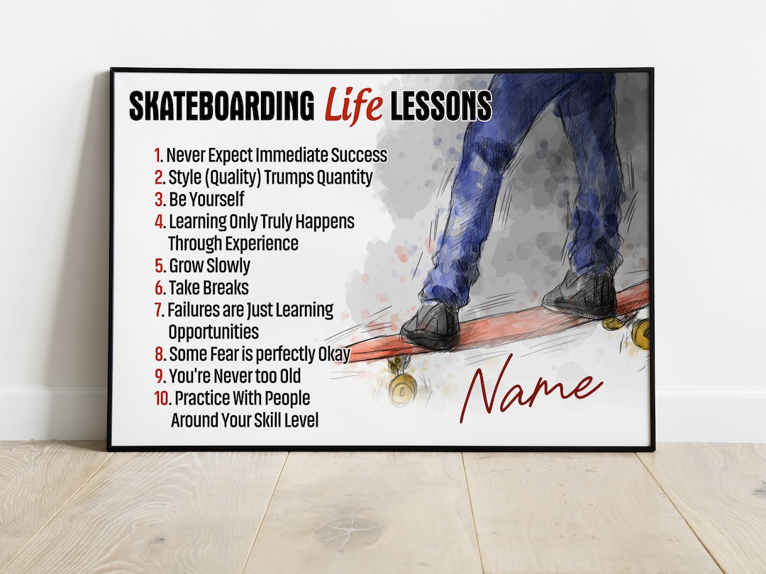 Custom Name Skateboarding Life Lessons Poster Canvas Print Wall Art ...