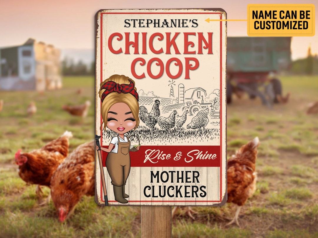 Personalized Chicken Coop Farm Sign, Mother Cluckers Farmhouse Metal ...