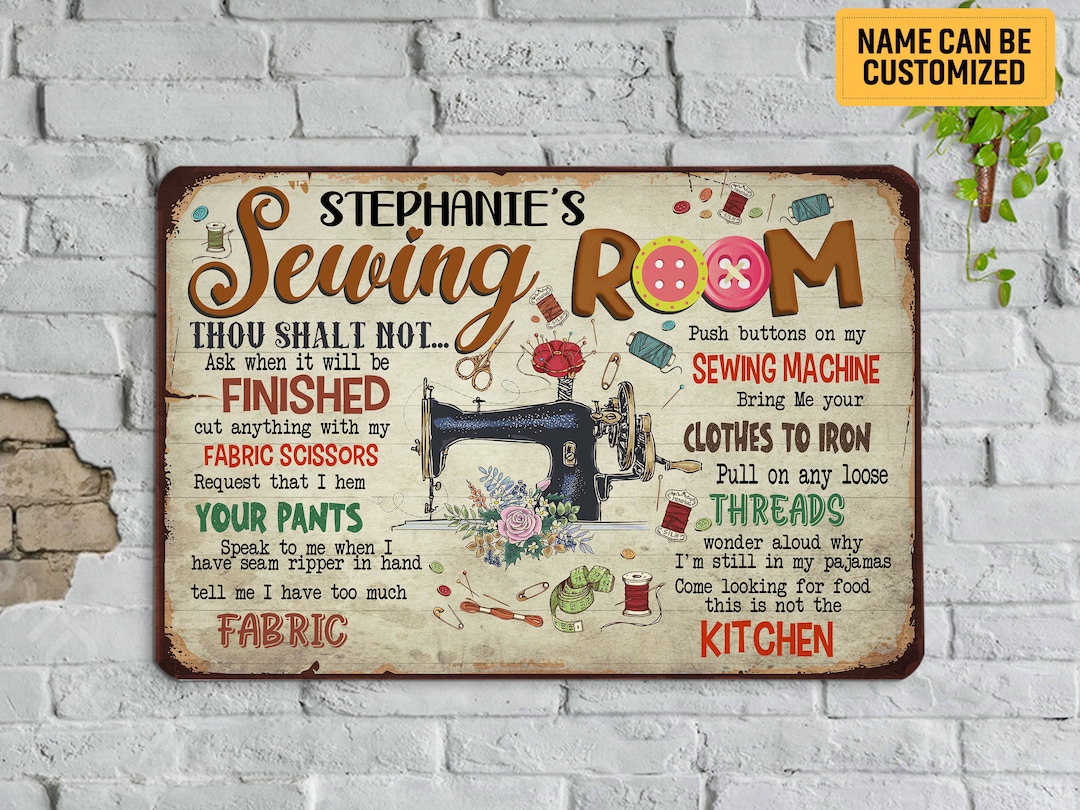 Personalized Sewing Room Metal Sign Classic Funny Gift for Sewer ...