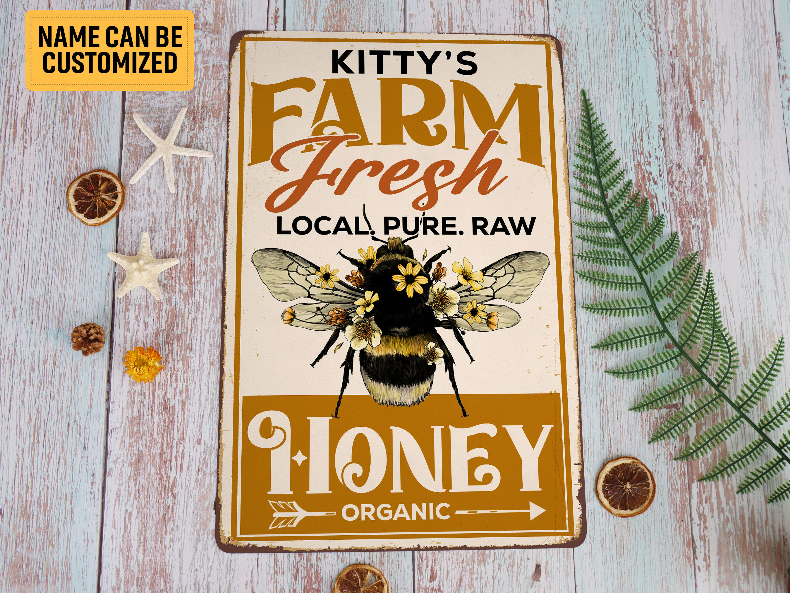Personalized Honey Bee Farm Metal Sign, Farm Fresh Bee Sign, Bee Farm ...