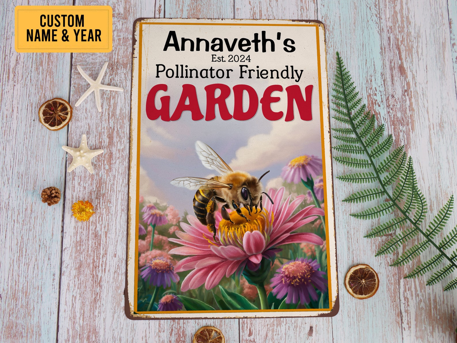 Personalized Pollinator Friendly Garden Metal Sign Welcome Garden Sign ...