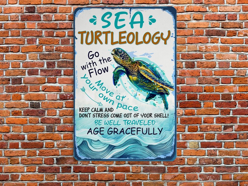 Sea Turtleology Metal Sign Sea Turtle Tin Sign Turtle Lover - Etsy