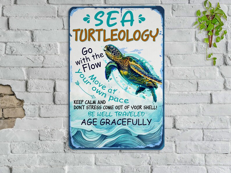Sea Turtleology Metal Sign Sea Turtle Tin Sign Turtle Lover - Etsy