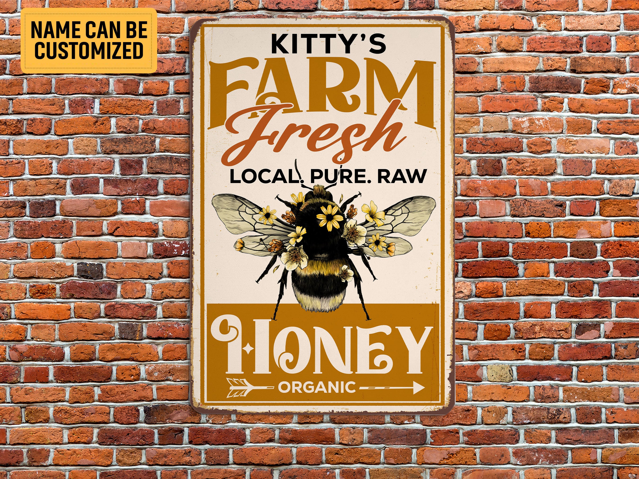 Personalized Honey Bee Farm Metal Sign, Farm Fresh Bee Sign, Bee Farm ...