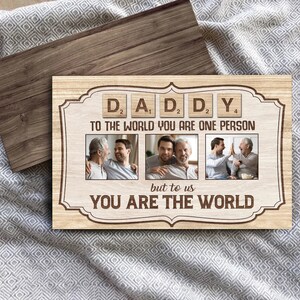 Custom Photo Daddy Wood Sign Personalized Wooden Board Plaque Father's ...