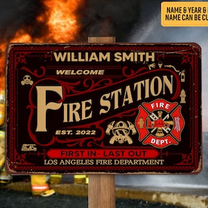 Personalized Fire Station Metal Sign Fire Department Tin Plaque ...