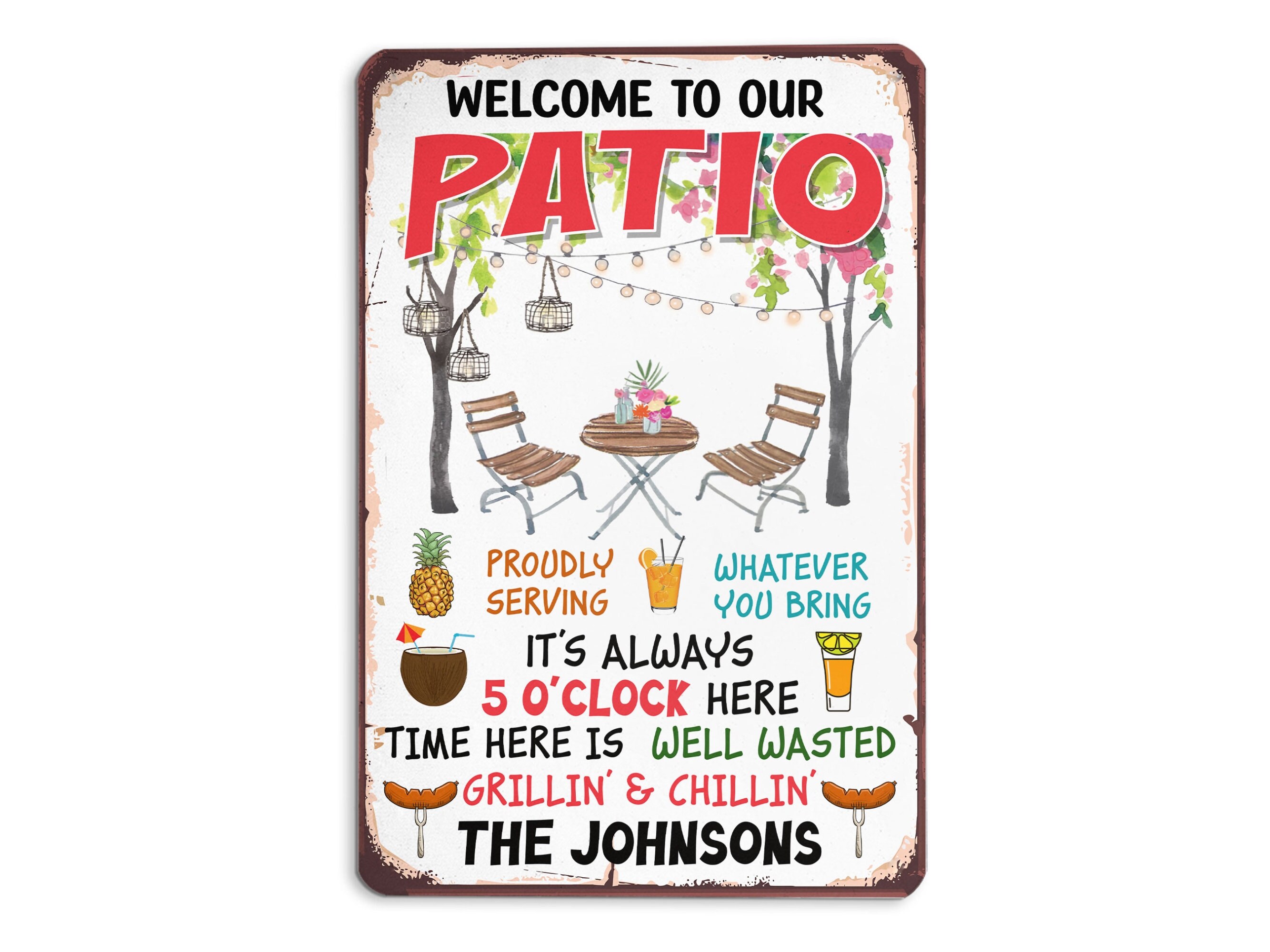 Personalized Welcome to Our Patio Sign Patio Metal Art Sign - Etsy