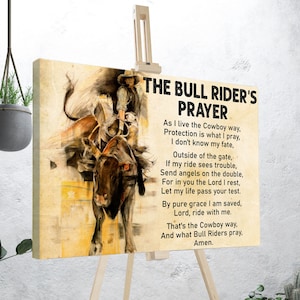 The Bull Rider's Prayer Poster Bull Riding Poster Canvas Print Vintage ...