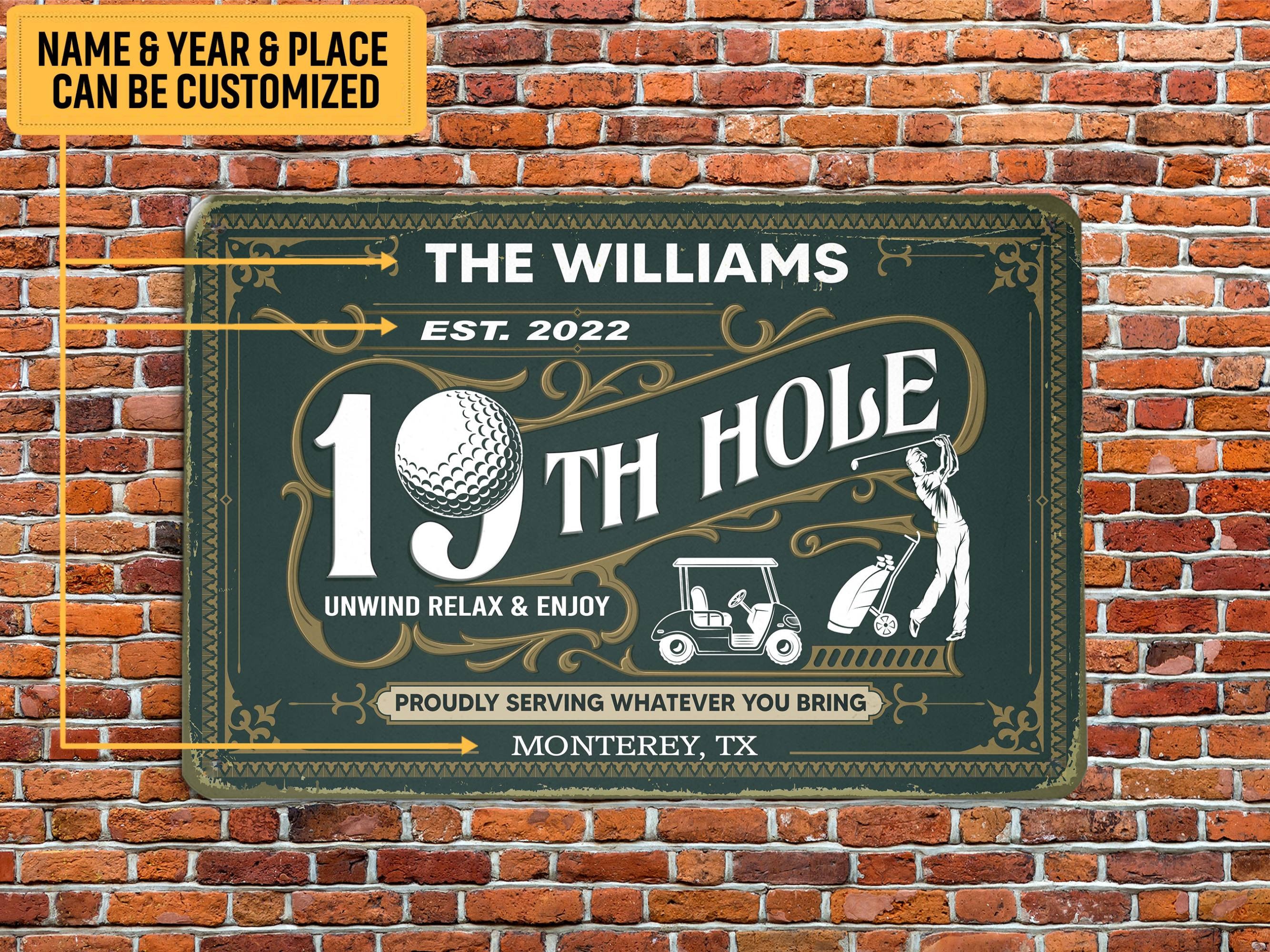Personalized 19th Hole Golf Club Metal Sign, Golf Sign Art, Custom Gift ...