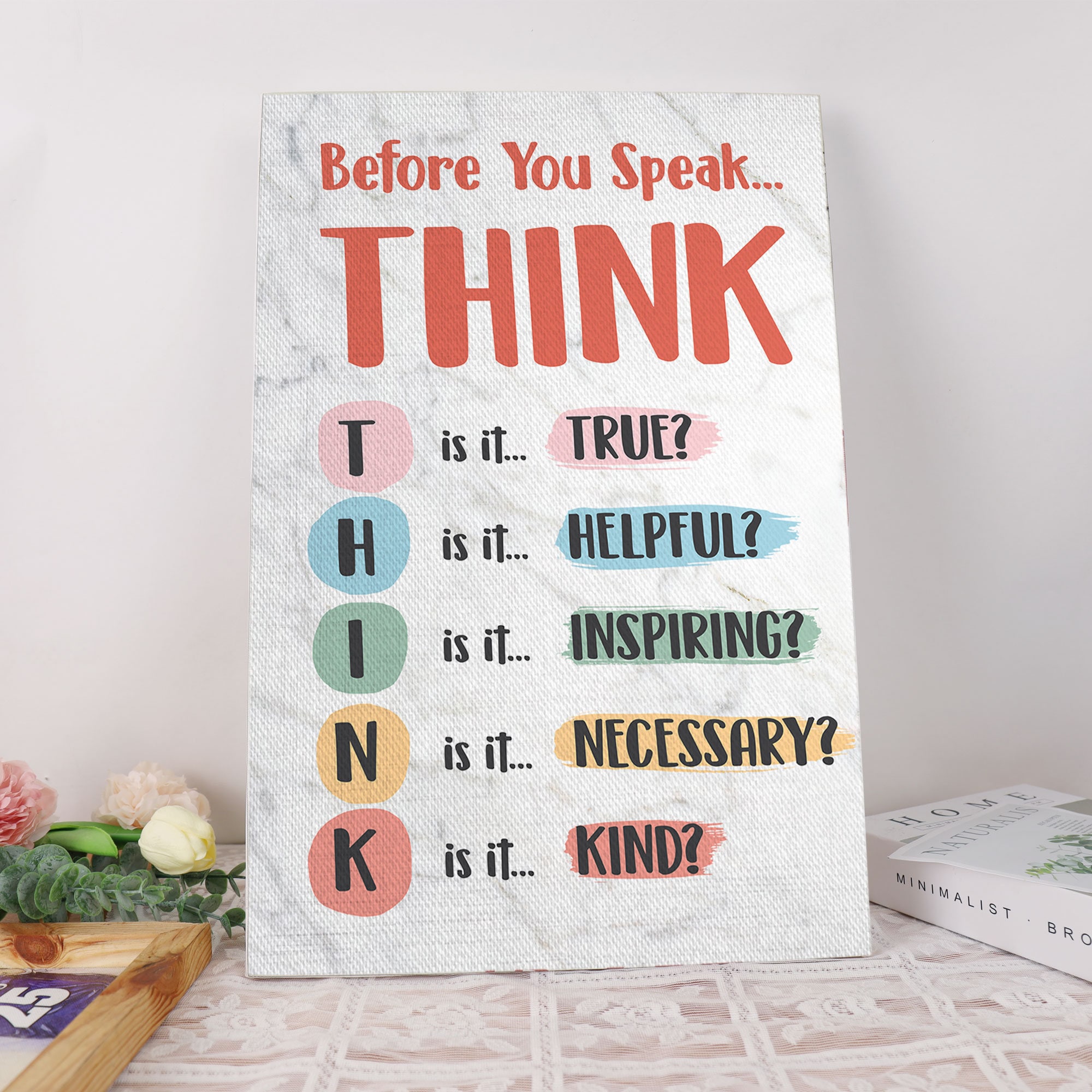 Think Before You Speak Poster Canvas Print Wall Art Classroom Poster ...
