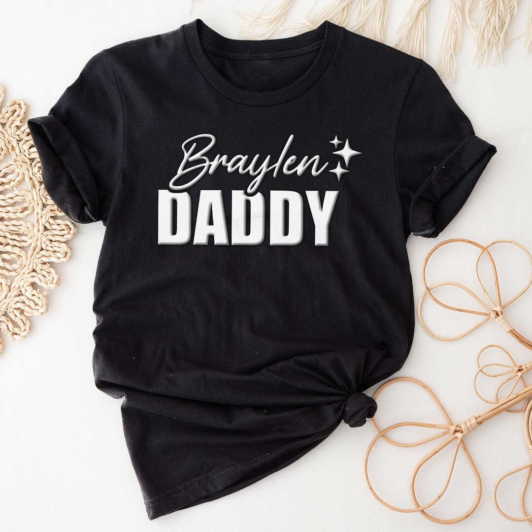 Custom Name Daddy Puff T-shirt, Puff Print Daddy Shirt, Embossed Print ...