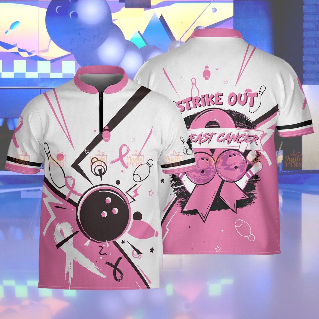 Strike Out Breast Cancer Bowling Jersey Bowling Player Shirt Pink ...
