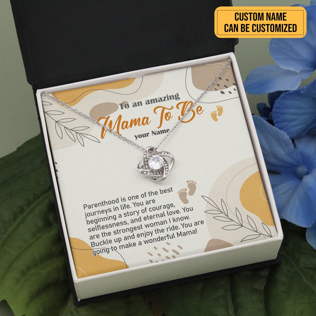 Personalized Amazing Mama to Be Love Knot Necklace 14K Message Card ...