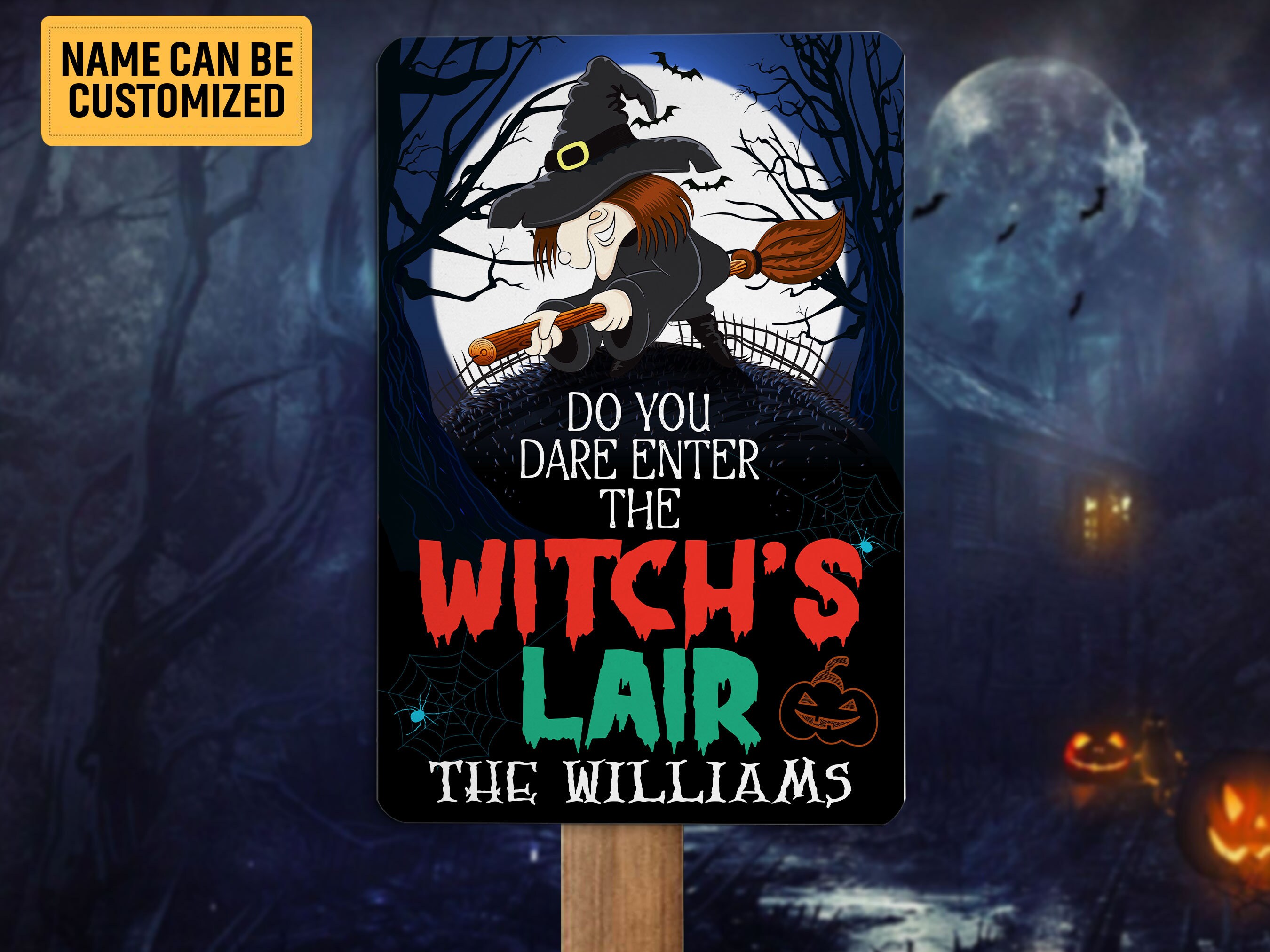 Custom Name Witch's Lair Metal Sign Witchcraft Witchery Halloween Sign ...