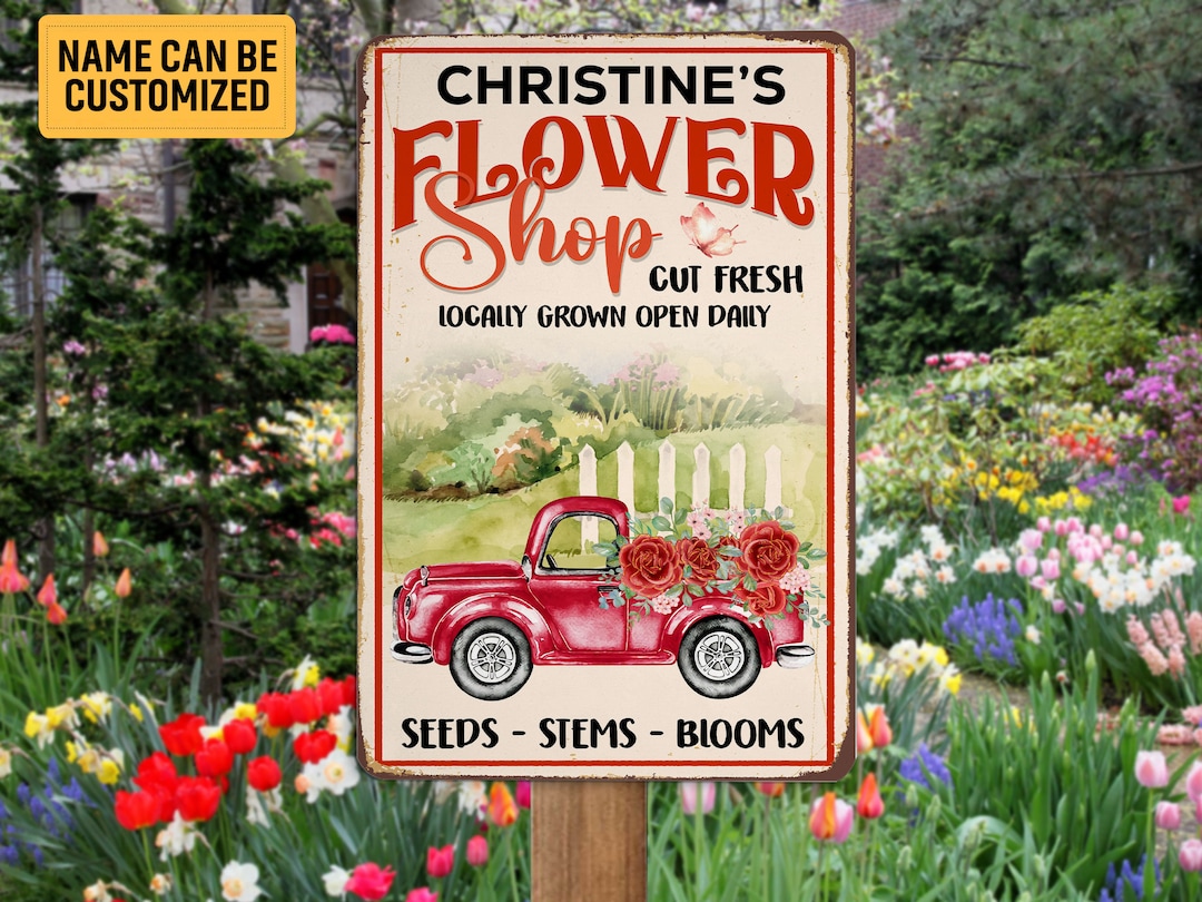 Personalized Flower Shop Metal Sign Floristry Flower Shop Sign Custom ...