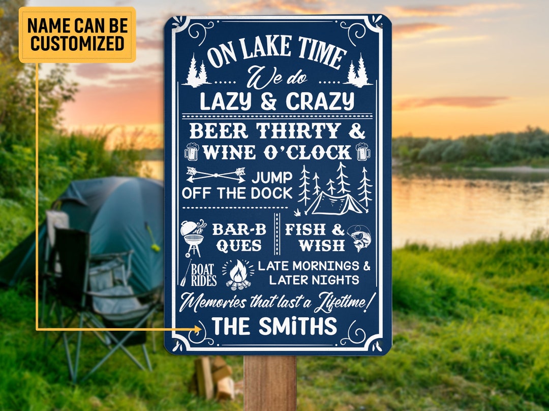 Personalized Lake Camping Metal Sign Art Welcome Lake Time Sign Tin ...