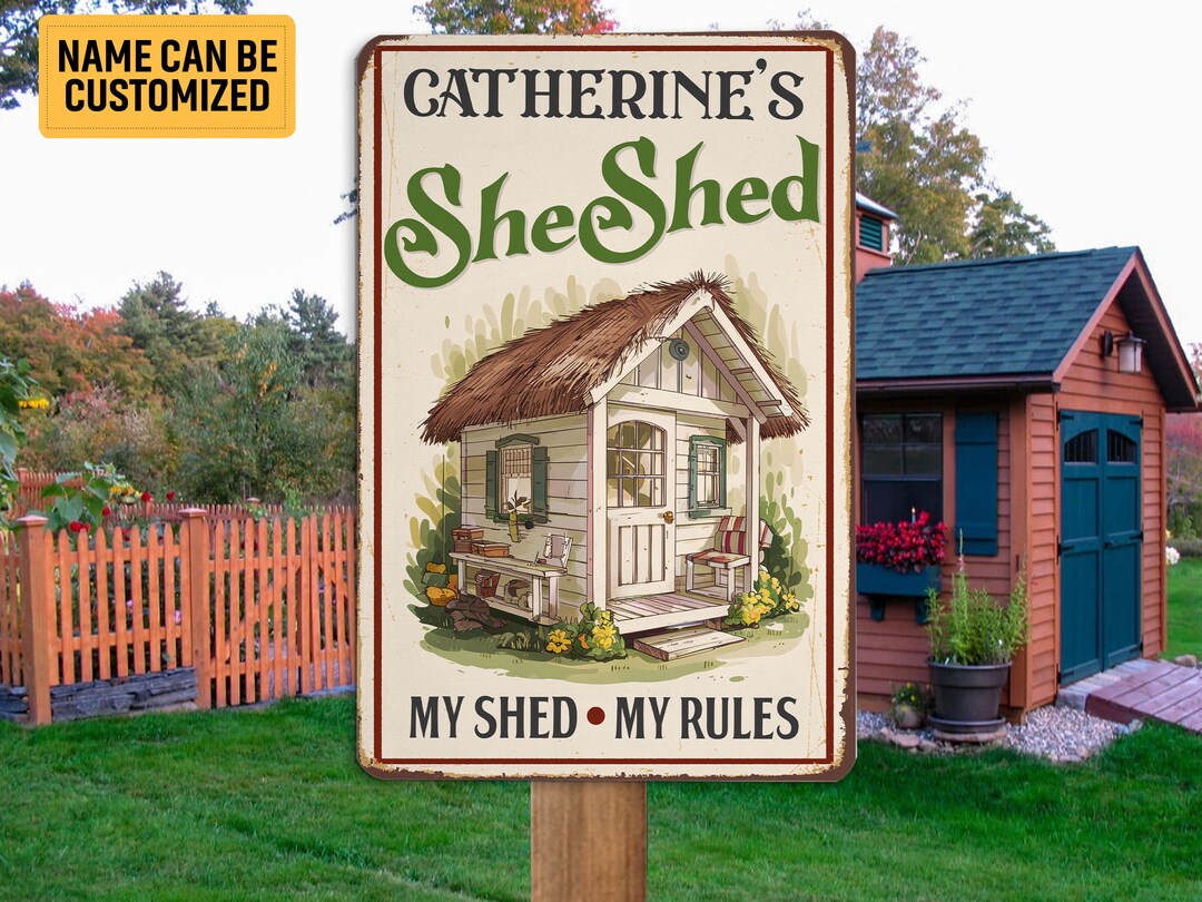 Personalized She Shed Metal Sign Vintage Shed Sign Wall Art Gift for ...