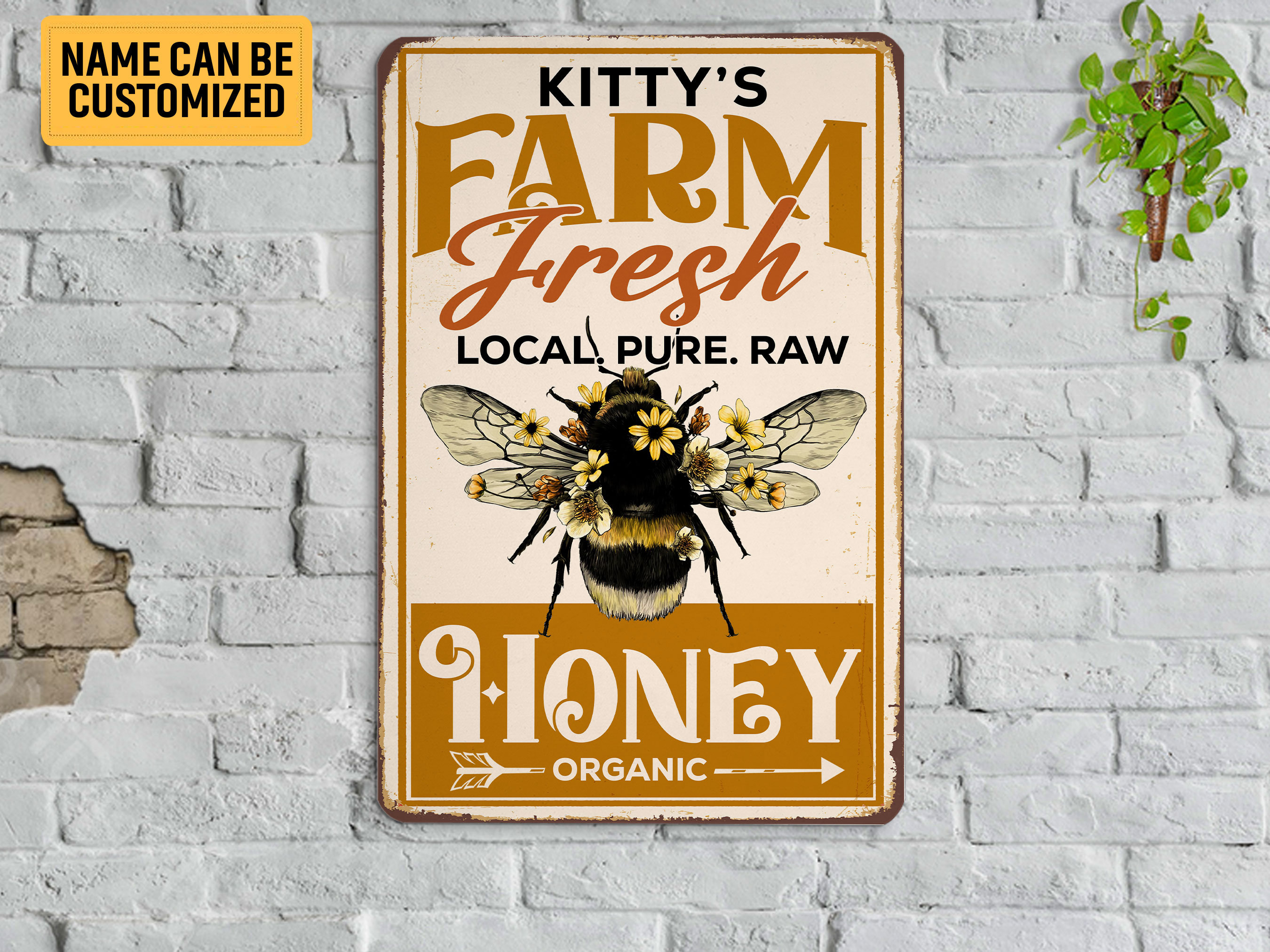 Personalized Honey Bee Farm Metal Sign, Farm Fresh Bee Sign, Bee Farm ...
