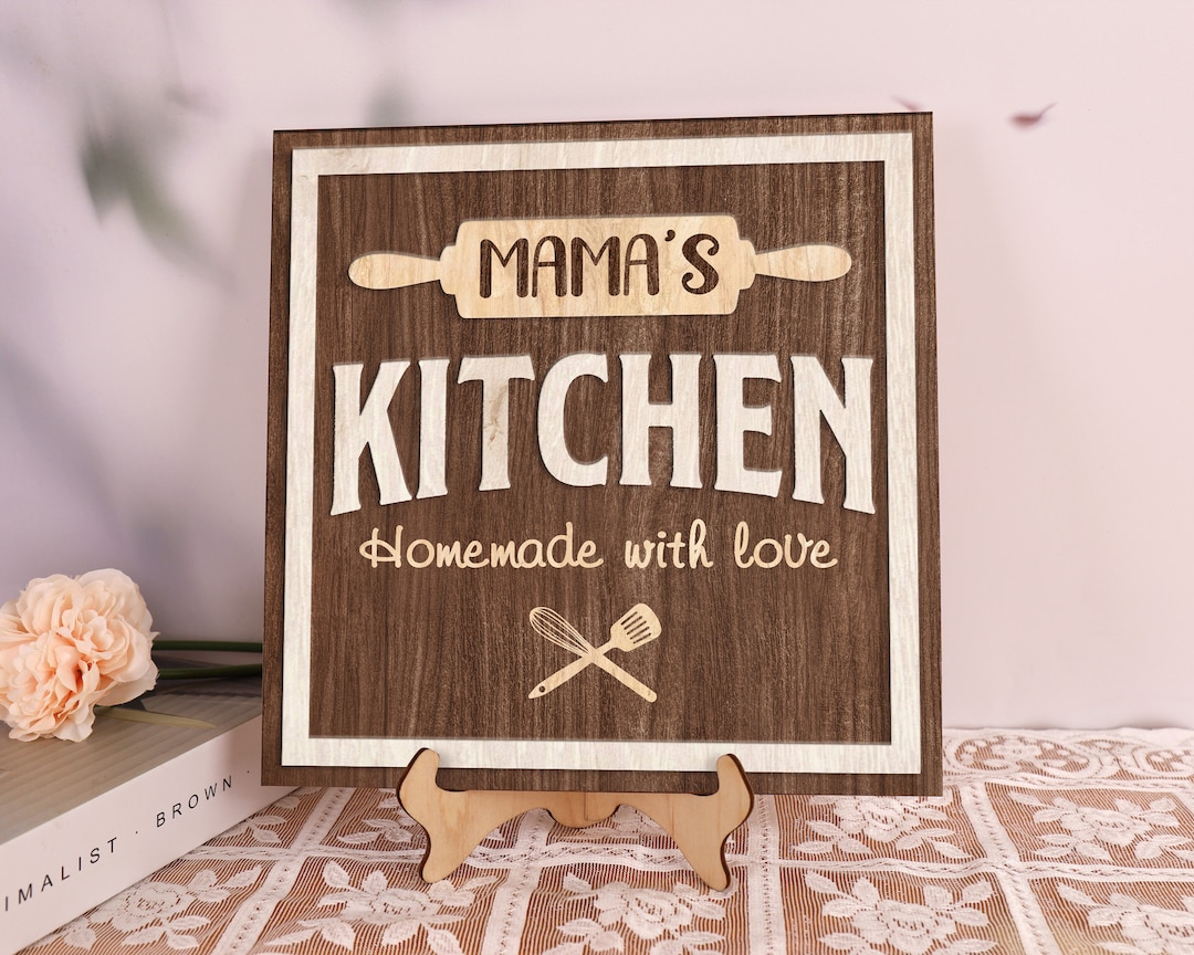 Personalized Mama's Kitchen Wooden Sign 2-layer Custom Name Kitchen ...