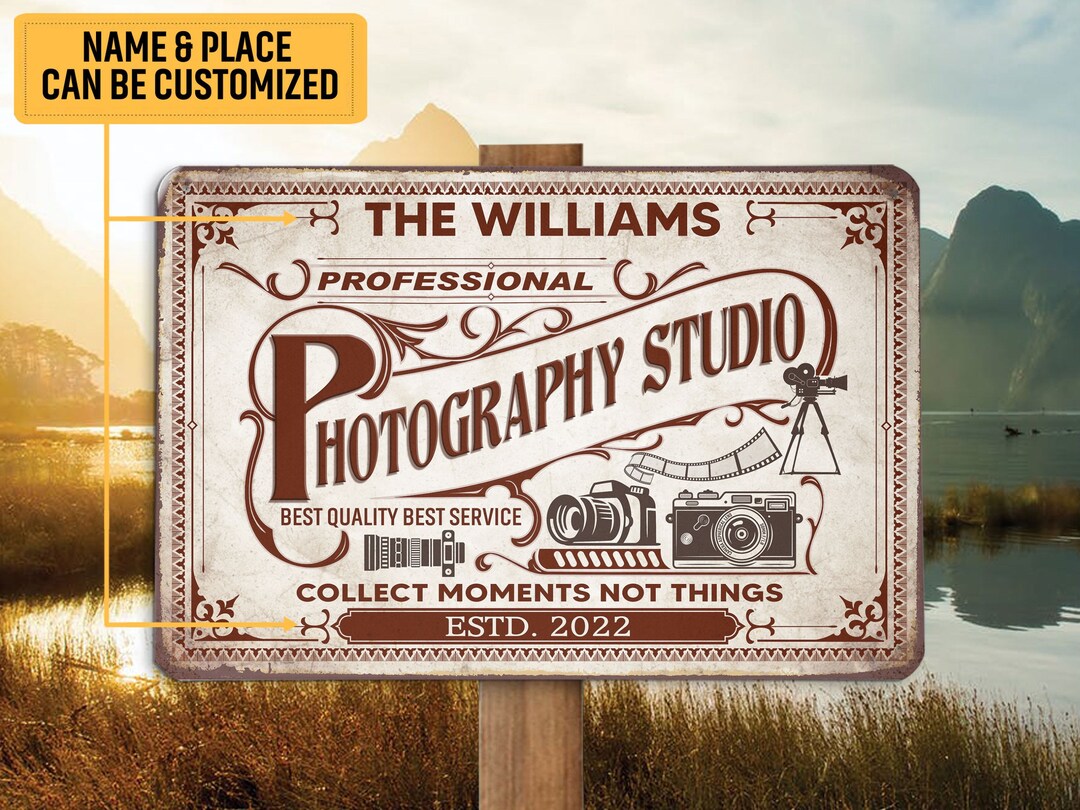 Personalized Photography Studio Metal Sign, Collect Moments Not Things ...