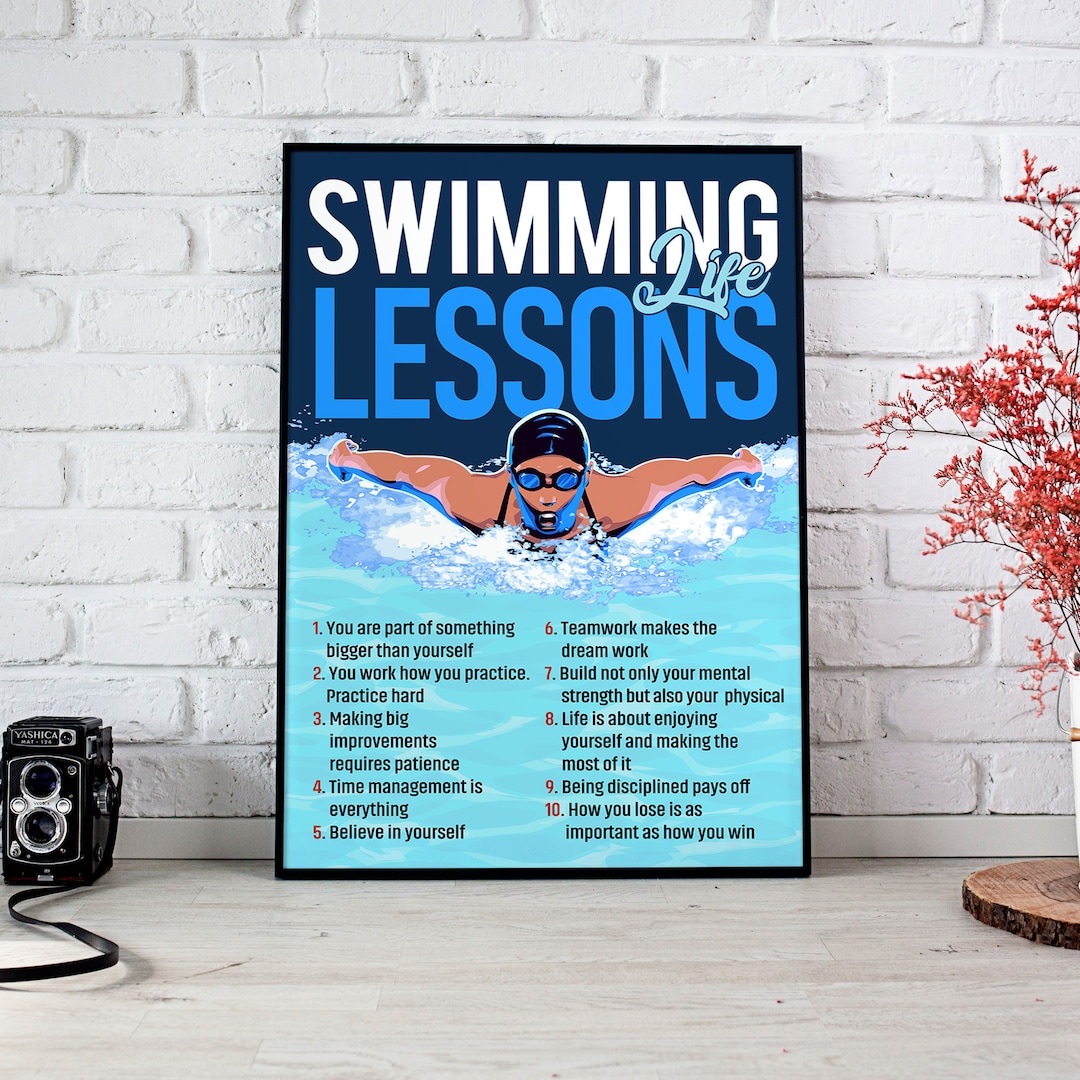 Swimming Life Lessons Poster Canvas Print Wall Art Room Decor ...