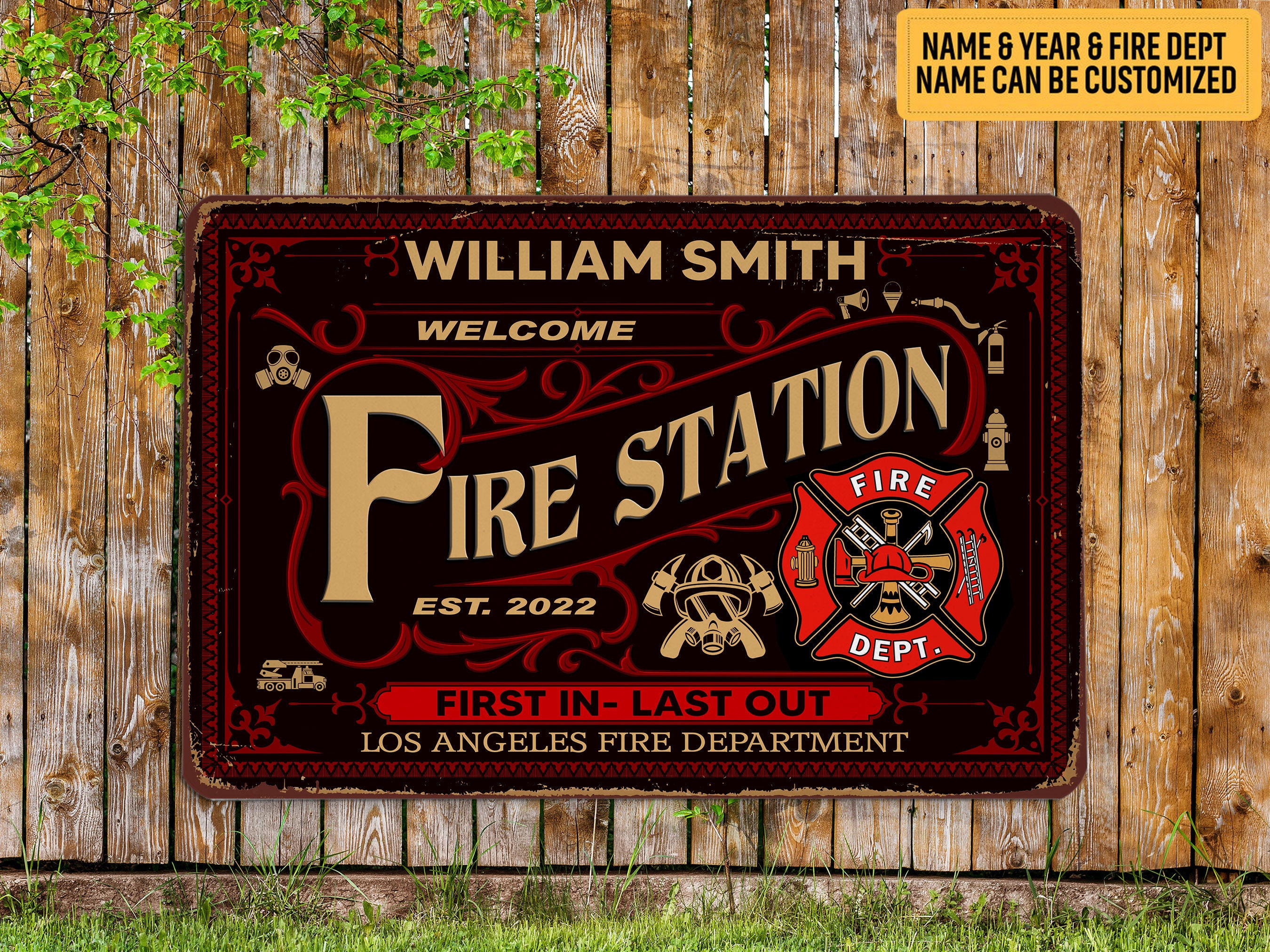 Personalized Fire Station Metal Sign Fire Department Tin Plaque ...