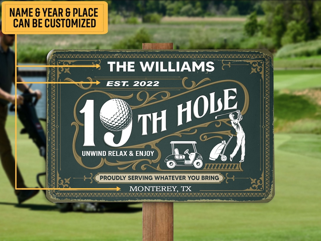 Personalized 19th Hole Golf Club Metal Sign, Golf Sign Art, Custom Gift ...