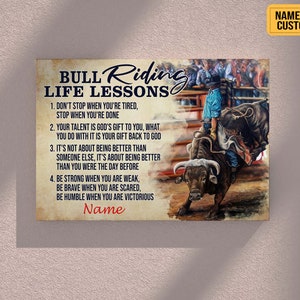 Bull Riding Life Lessons Personalized Bull Riding Poster Canvas Print ...