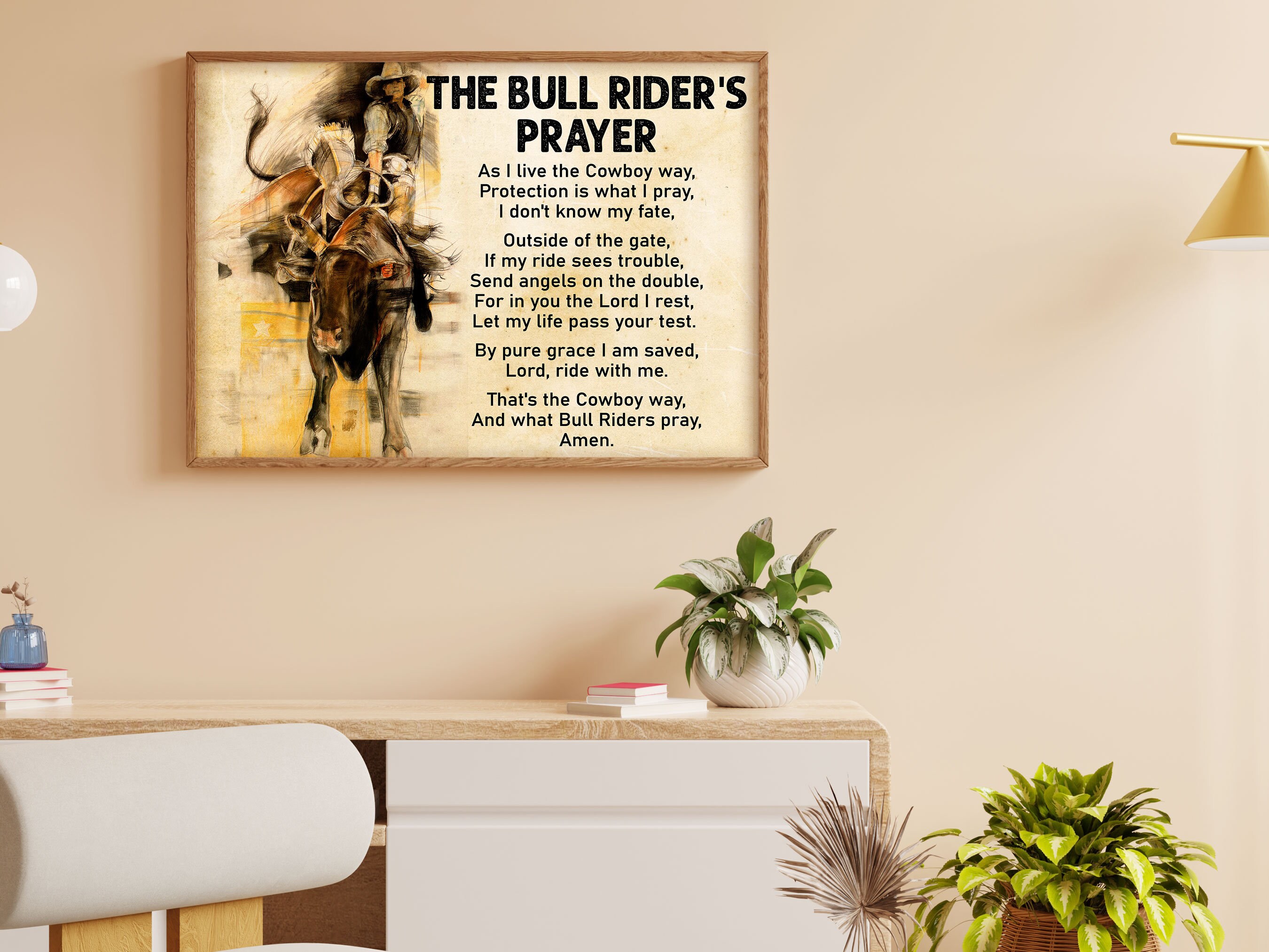 The Bull Rider's Prayer Poster Bull Riding Poster Canvas Print Vintage ...