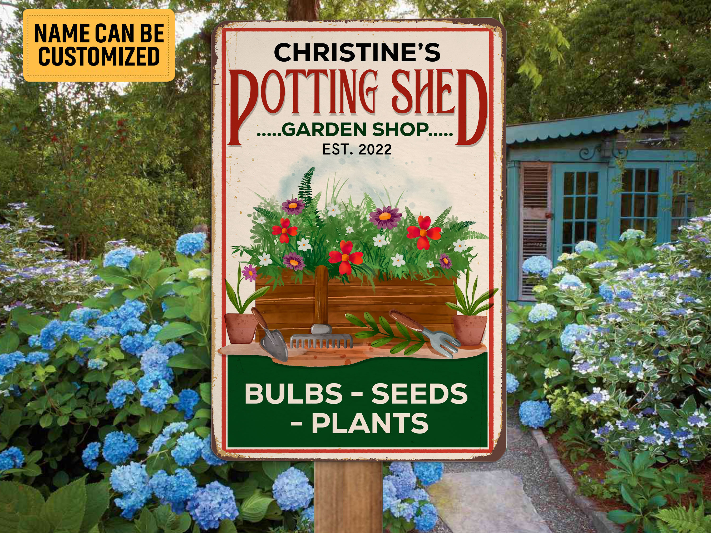 Personalized Potting Shed Garden Shop Metal Sign Garden Sign Potting ...
