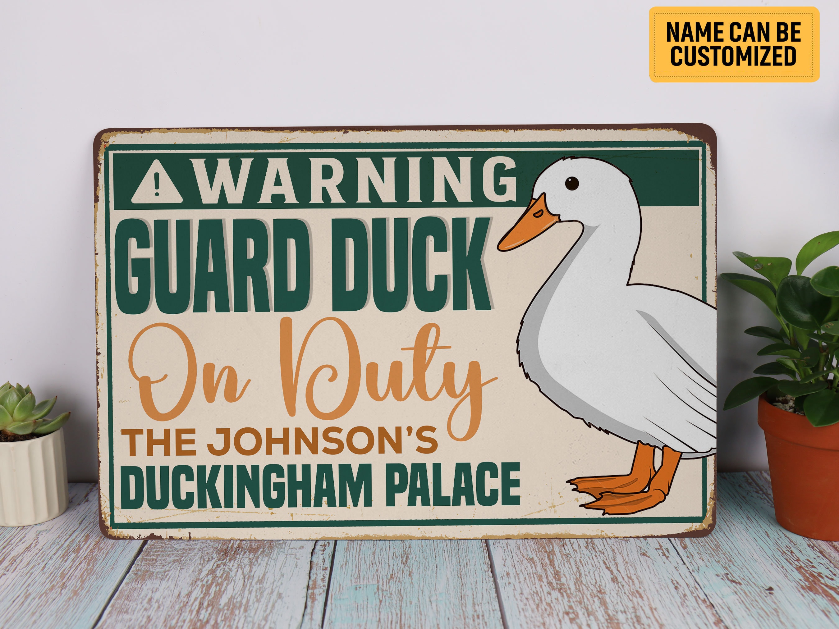 Personalized Warning Guard Duck House Metal Sign Custom Quack House ...