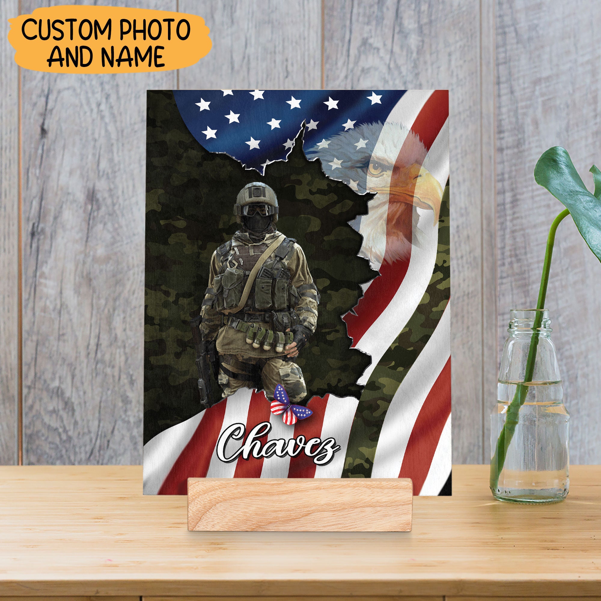 Custom Photo Military Army Soldier Wood Sign Eagle American - Etsy