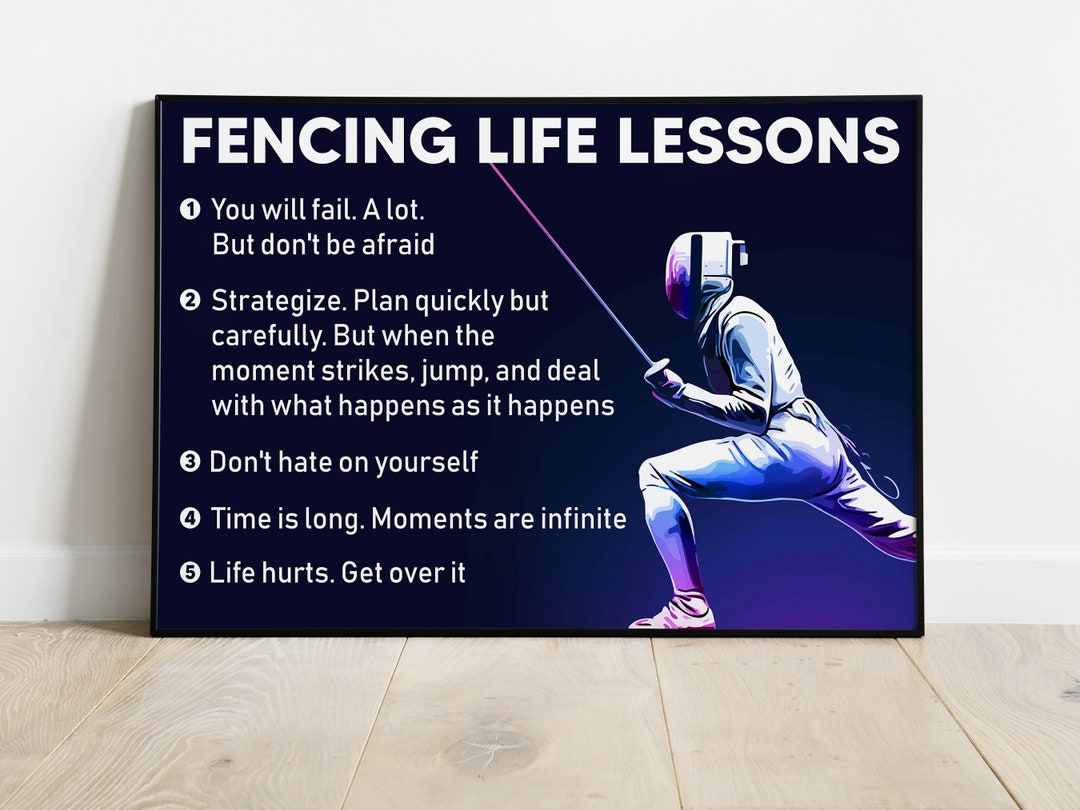 Fencing Life Lessons Poster Canvas Print Wall Art Club Decor Athlete ...