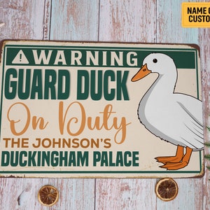 Personalized Warning Guard Duck House Metal Sign Custom Quack House ...