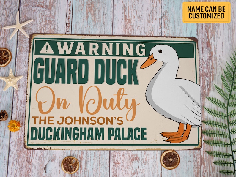 Personalized Warning Guard Duck House Metal Sign Custom Quack House ...
