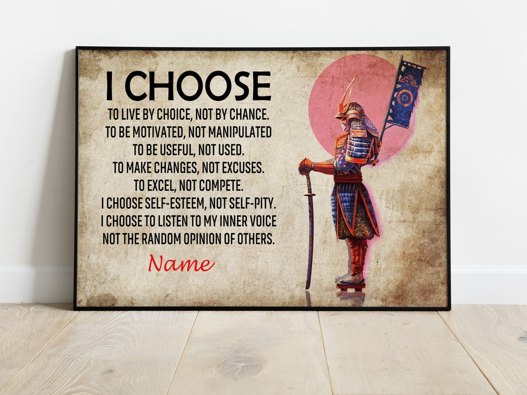 Custom Name I Choose Samurai Poster Canvas Print Vintage Japanese ...