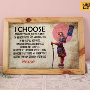 Custom Name I Choose Samurai Poster Canvas Print Vintage Japanese ...