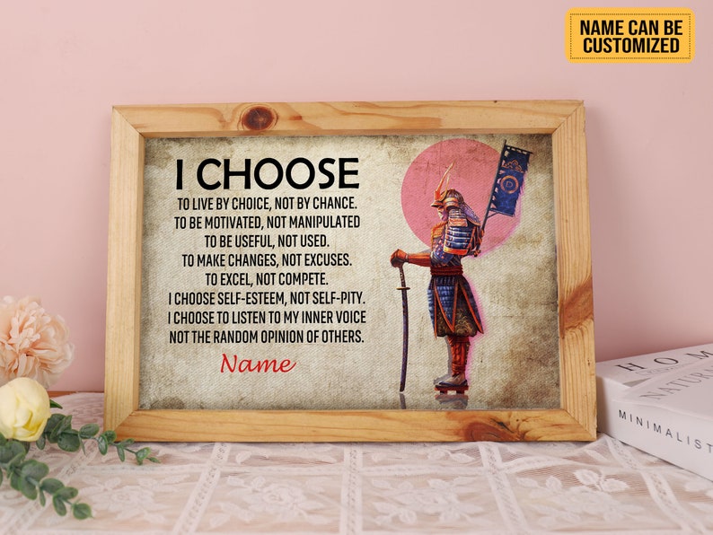 Custom Name I Choose Samurai Poster Canvas Print Vintage Japanese ...