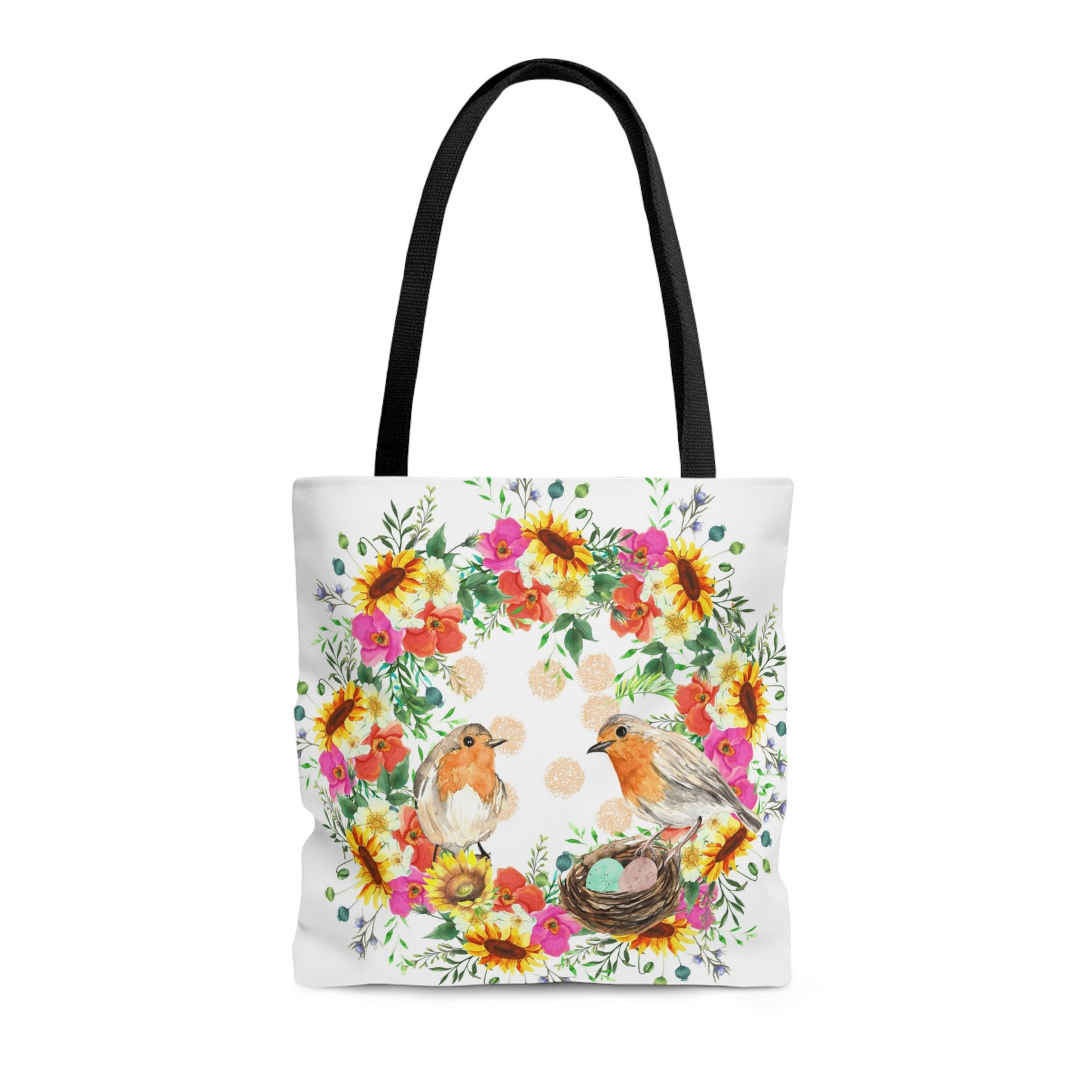 Birds & Spring Flowers Tote Bag - Etsy